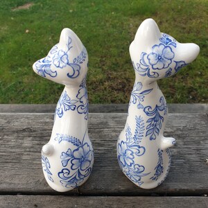 Handmade Ceramic Cats, Cat Figurine, Romantic Gift for Wife, Lover Cats, Gift for Lovers, Floral ...