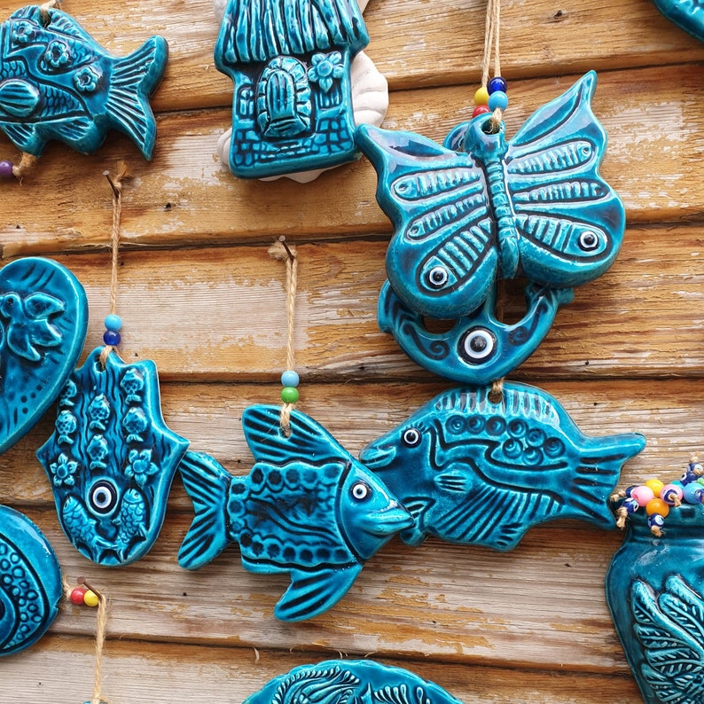 Sea Life Ceramic Wall Decor, Hand Painted Ceramic Front Door Decor ...