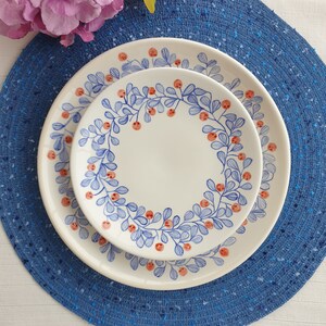 Set of 2 Handmade Ceramic Plates, Hand Painted Ceramic Dinner Plates ...