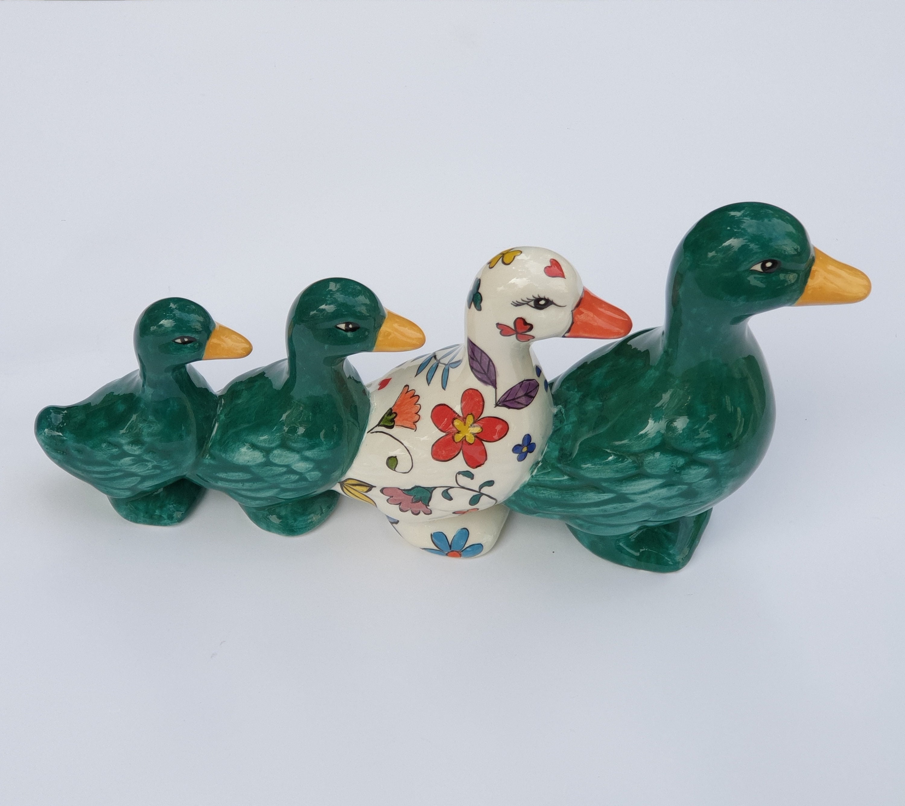 Handmade Ceramic Ducks, Outdoor Decoration, Hand Painted Ceramic Duck ...