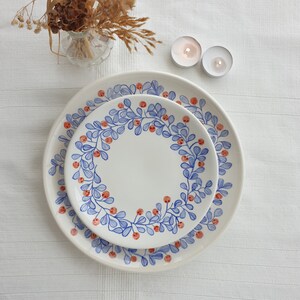 Set of 2 Handmade Ceramic Plates, Hand Painted Ceramic Dinner Plates ...