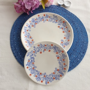 Set of 2 Handmade Ceramic Plates, Hand Painted Ceramic Dinner Plates ...