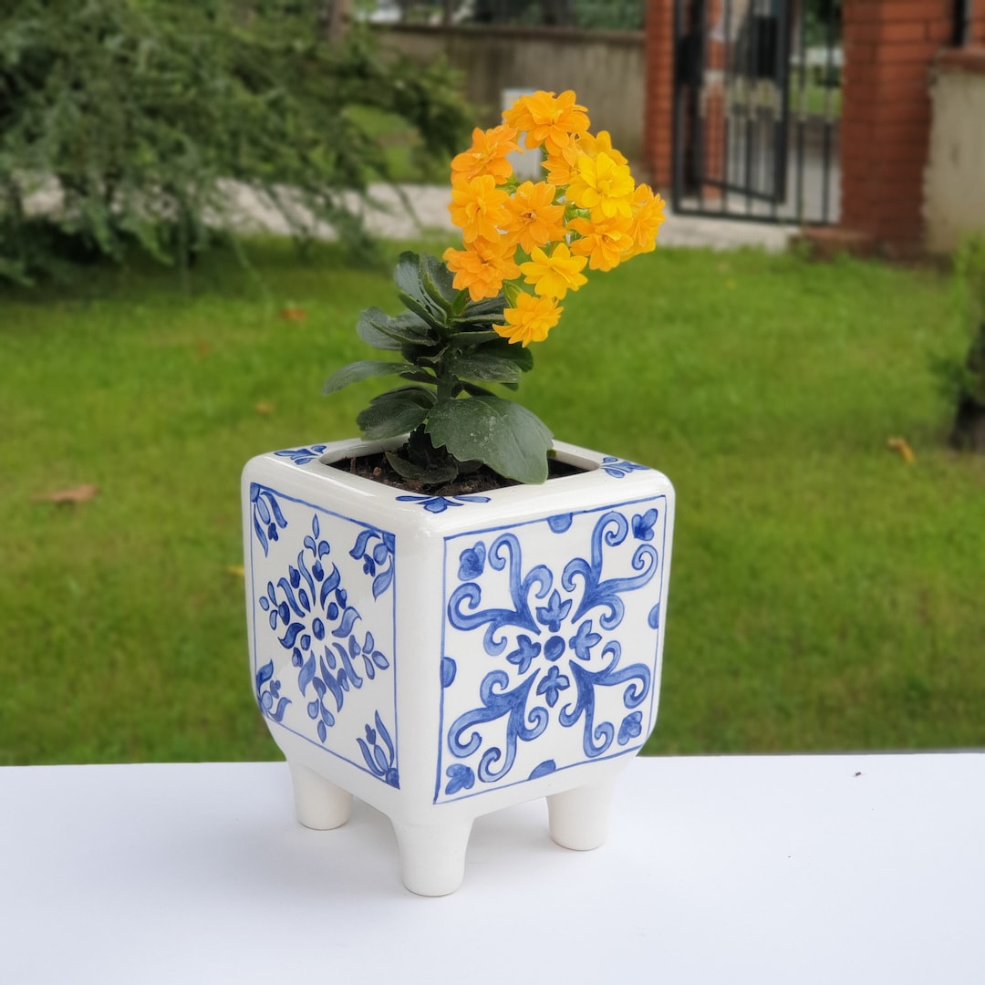 Hand Painted Ceramic Pot, Cute Ceramic Planter, Ceramic Flower Pot ...