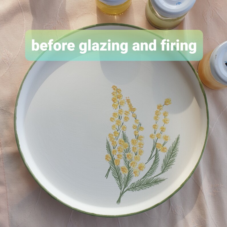 26 Cm Set of 2 Handmade Ceramic Plate Set, Floral Ceramic Plate Set ...