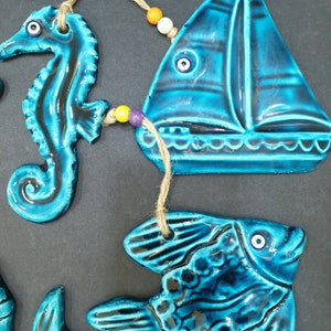 Sea Life Ceramic Wall Decor, Hand Painted Ceramic Front Door Decor ...
