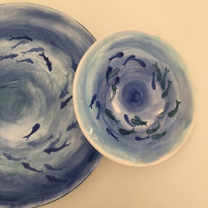 Set of 2 Plate Set,handmade Ceramic, Handmade Gift,hand Painted Pottery ...