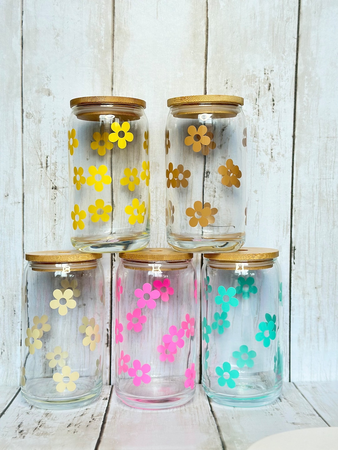 Flower Cups, Vinyl Cups, Flower Vinyl Cups, Trendy Cups, Glass Cup With ...