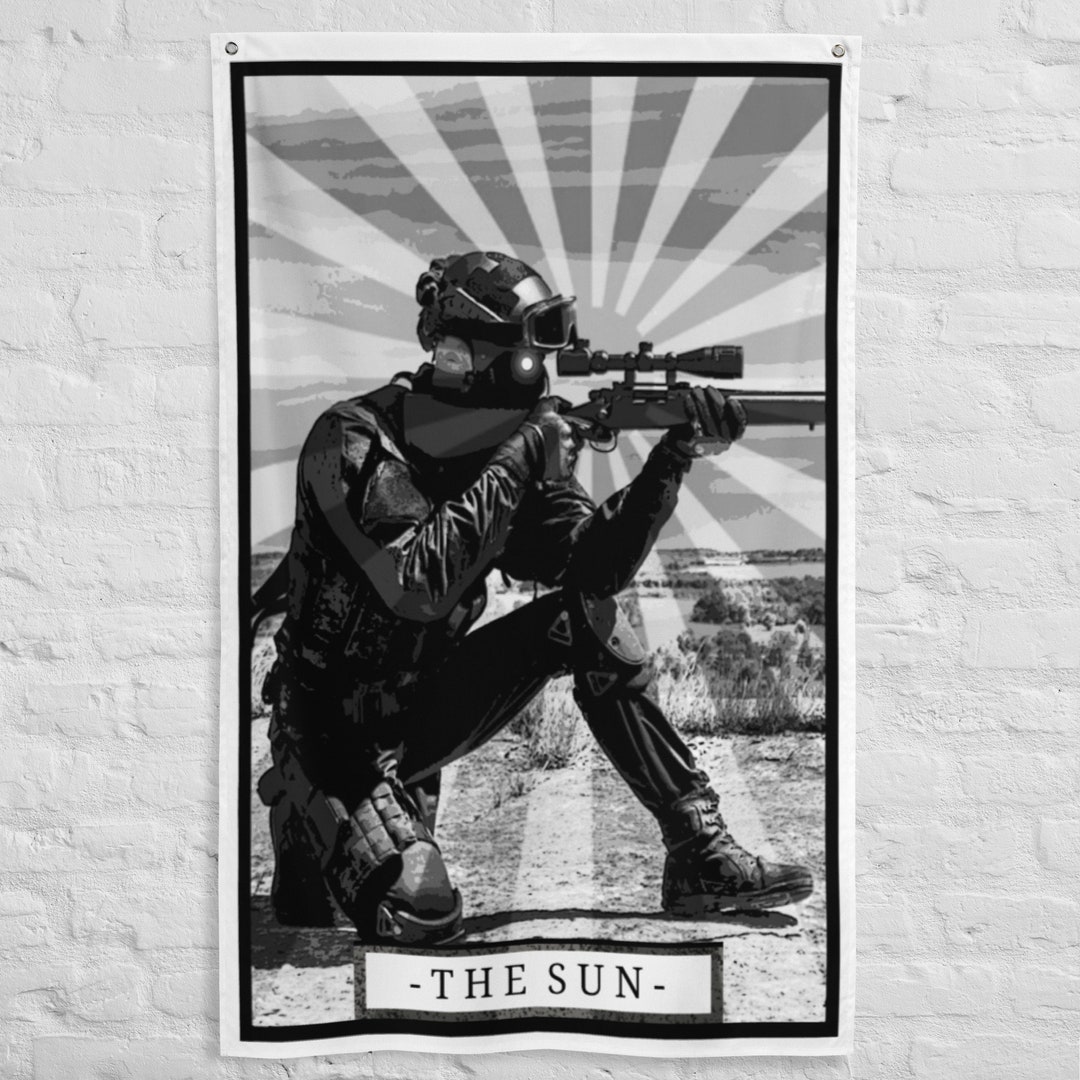 Gift for Him, Tarot Military Style, the Sun Tarot Card Tapestry Flag ...