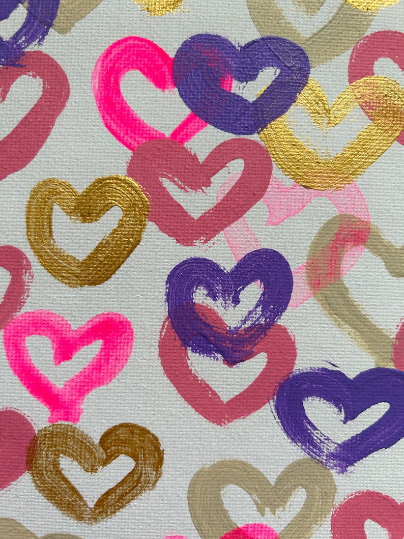 The Valentines Day Hearts Art Original Handpainted on Canvas Painting ...