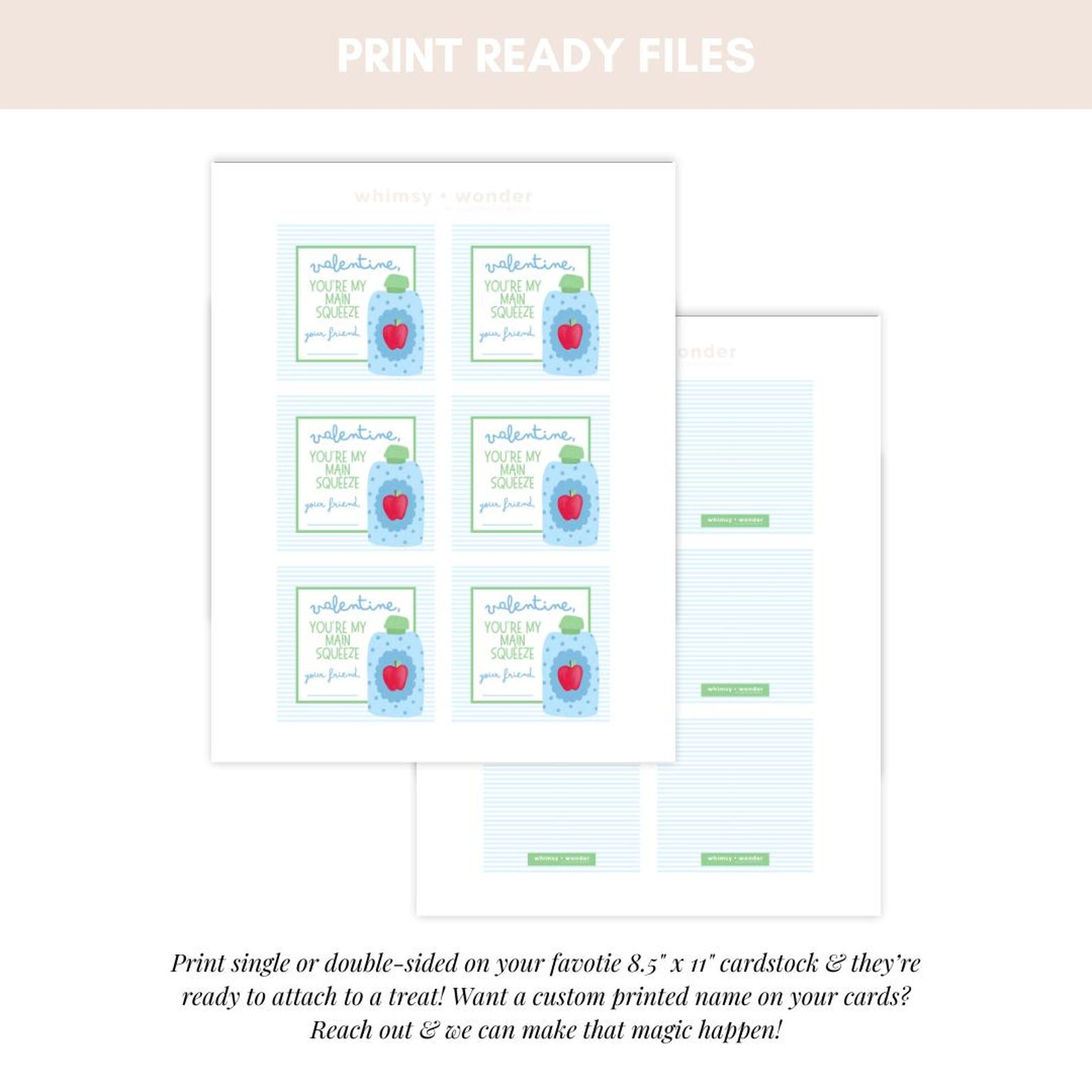 Printable Valentine's Day Cards for Kids, Blue Applesauce Valentine ...