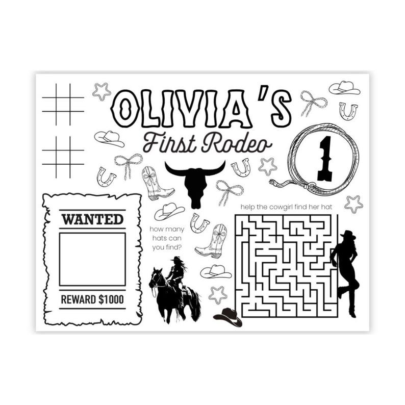 DIGITAL First Rodeo Birthday Coloring Pages for Girls | Birthday Party ...