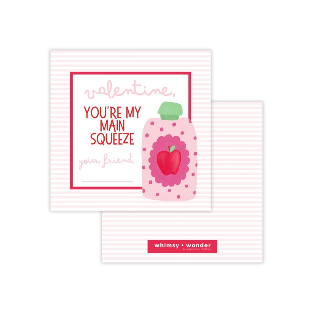 Printable Valentine's Day Cards for Kids, Pink Applesauce Valentine ...