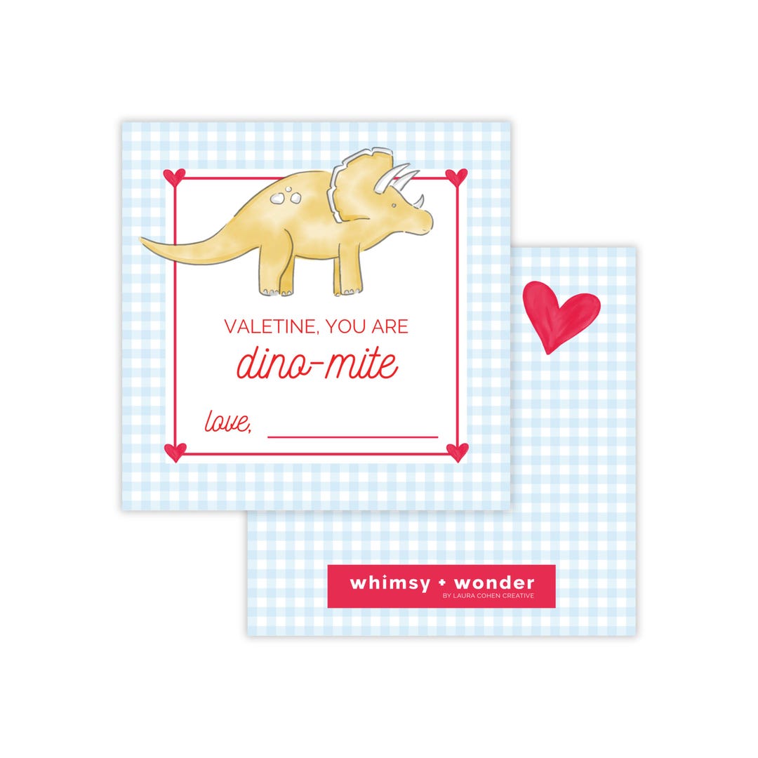 Printable Valentine's Day Cards for Kids, Blue Dino-mite Valentine ...