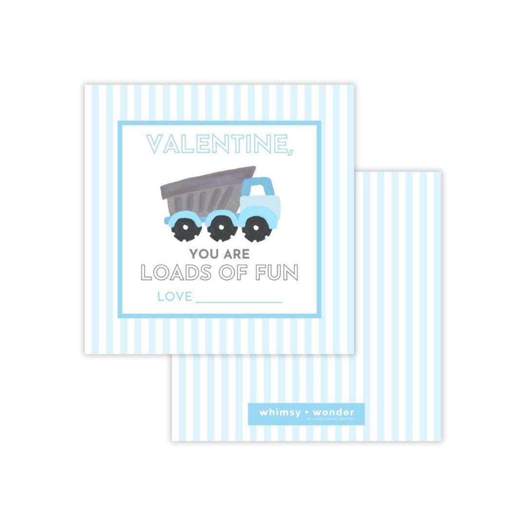 Printable Valentine's Day Cards for Kids, Blue Dump Truck Valentine ...