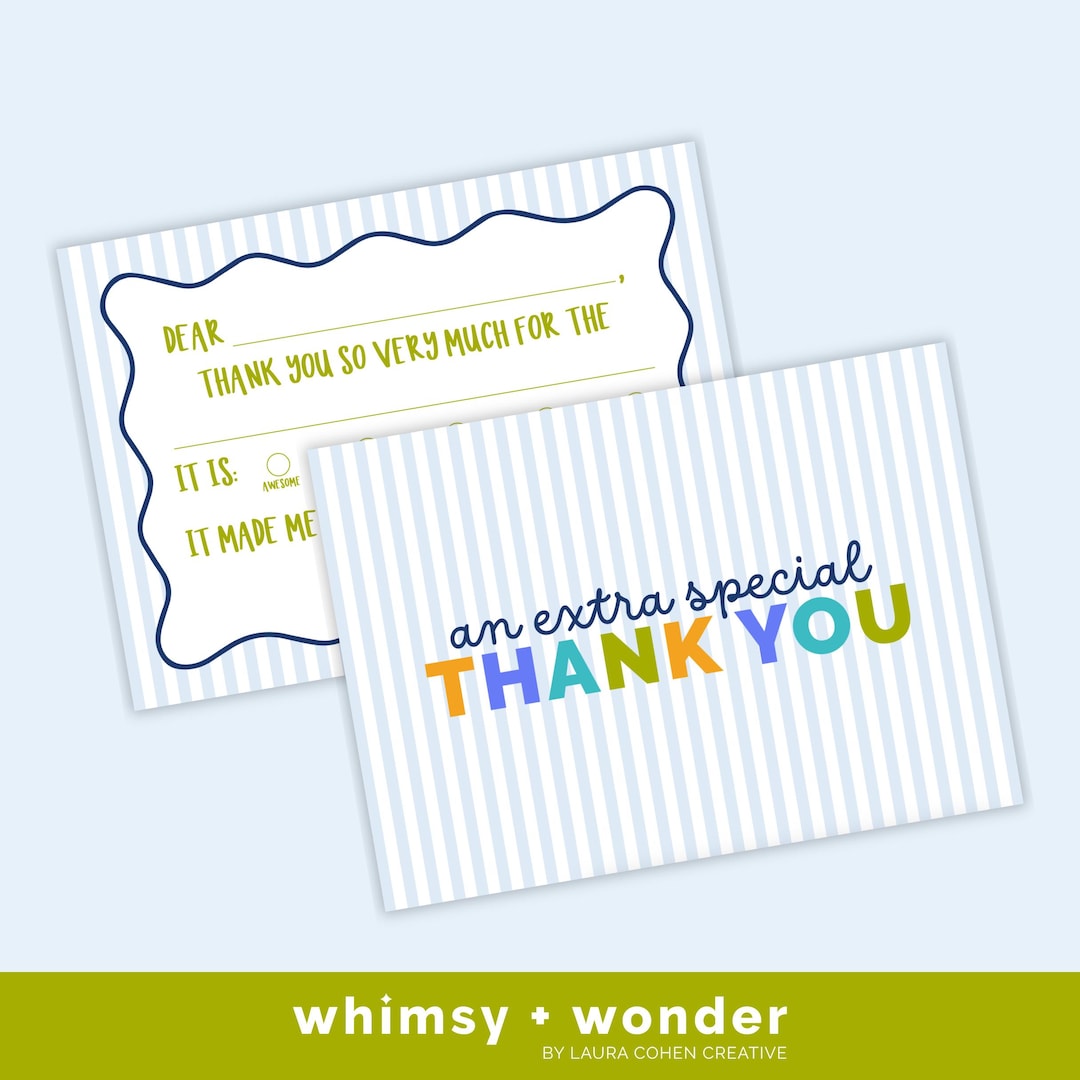 An Extra Special Thank You - 8 Count Card Set for Kids | Fill in the ...