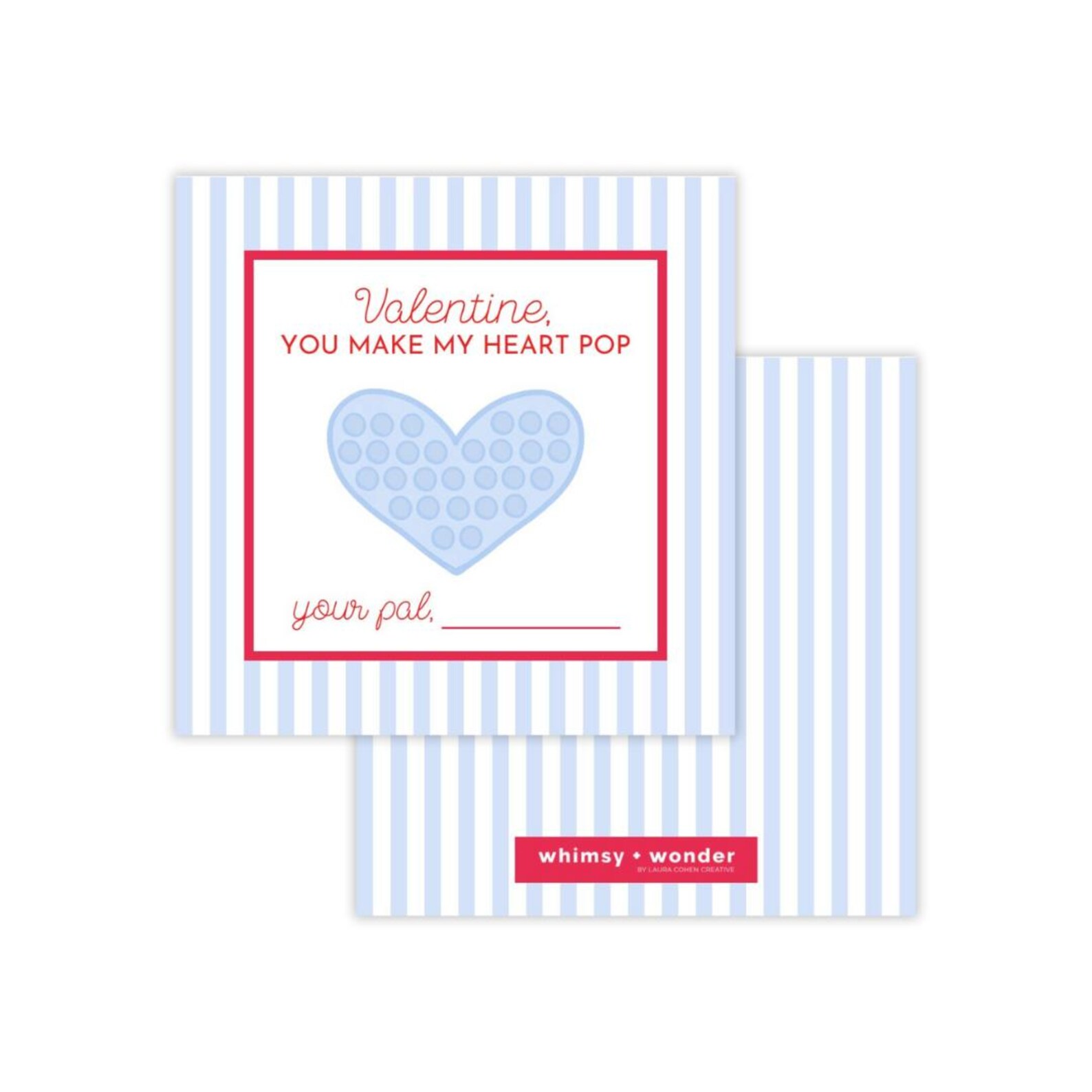 Printable Valentine's Day Cards for Kids, Blue Popper Valentine, Fidget ...