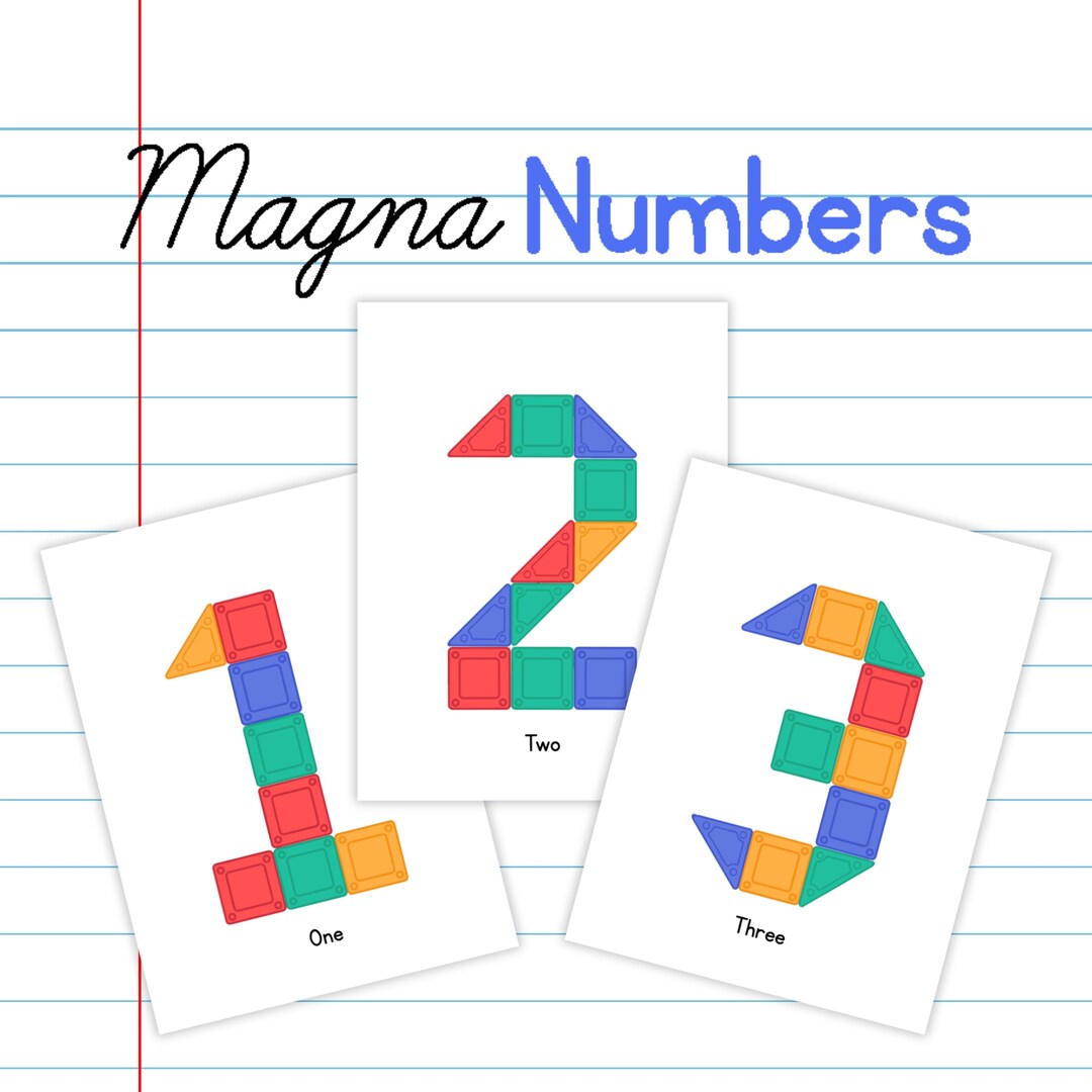 Magnatile Number Flashcards, Printable Number Flashcards, Magnetic Tile ...