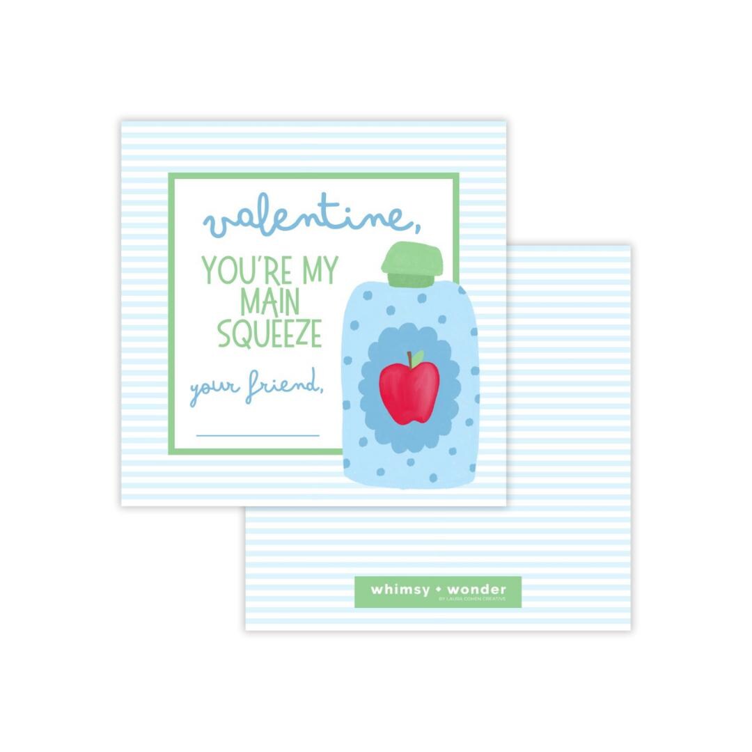 Printable Valentine's Day Cards for Kids, Blue Applesauce Valentine ...