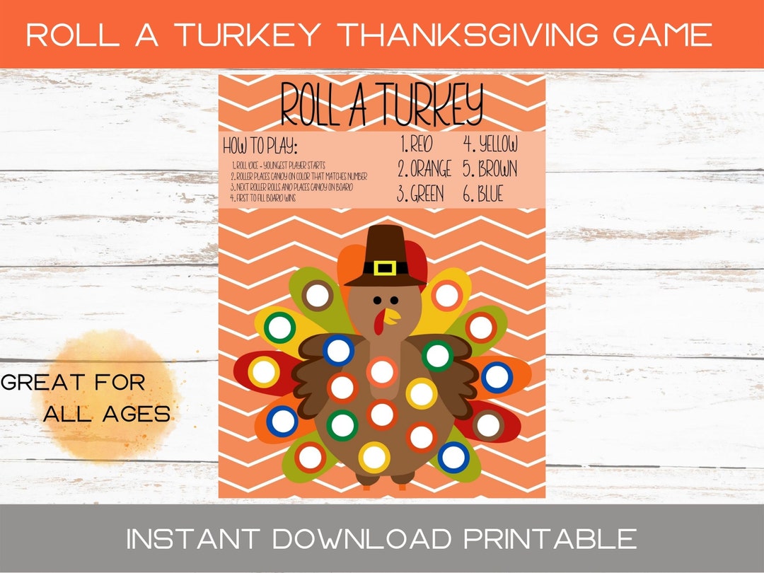 Turkey Dice Thanksgiving Game, Roll a Turkey, Printable Thanksgiving ...