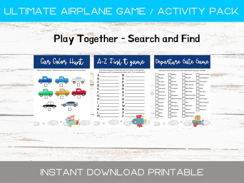 Airplane Travel Games and Activity Pack for Kids and Families - Etsy
