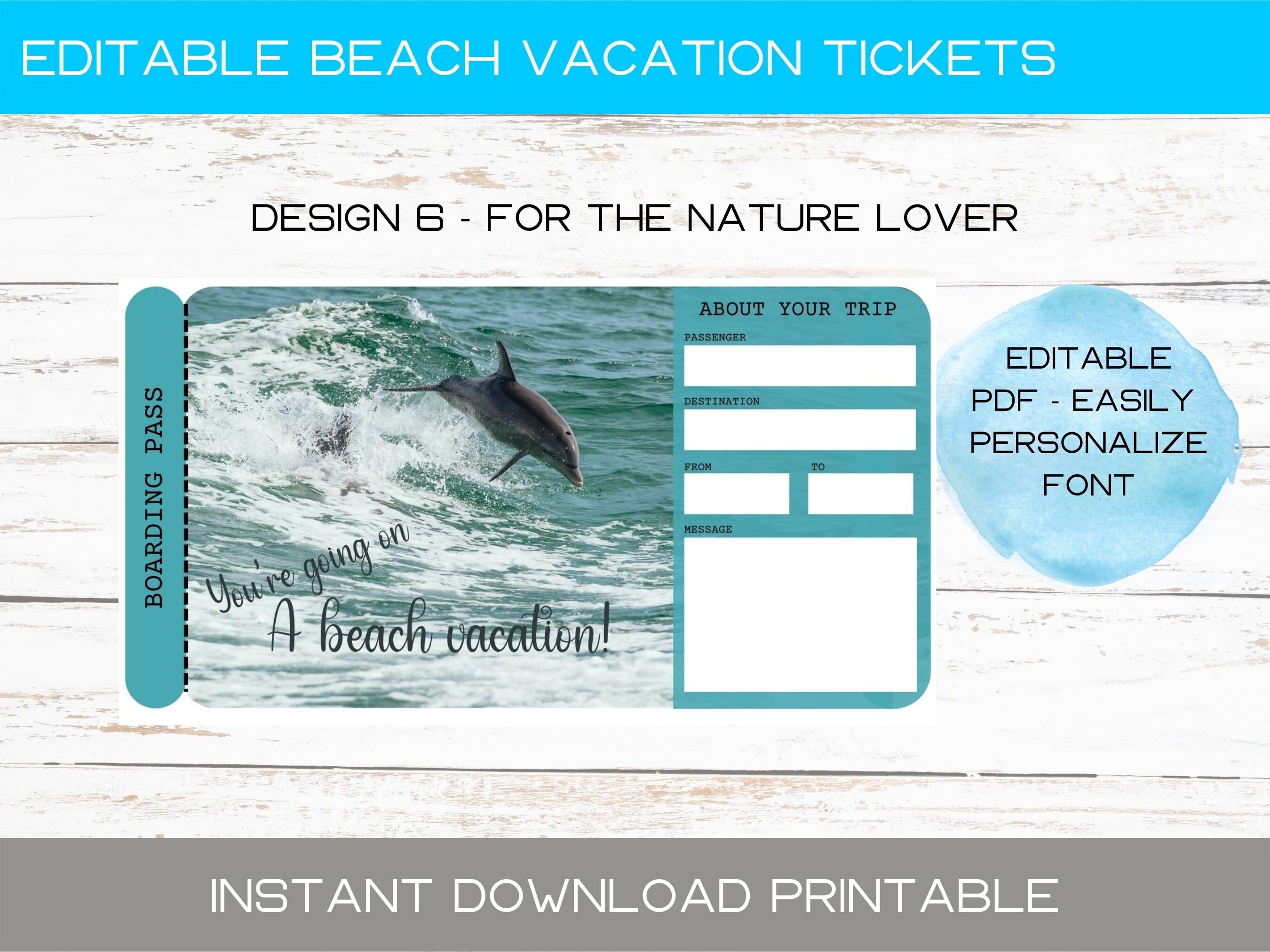 Surprise Beach Vacation Ticket | Vacation Tickets Instant Download ...