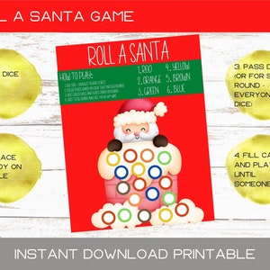 Printable Christmas Game, Roll a Santa Printable Game - Etsy