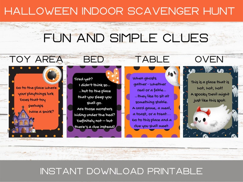 Indoor Scavenger Hunt for Kids Halloween Scavenger Hunt - Etsy