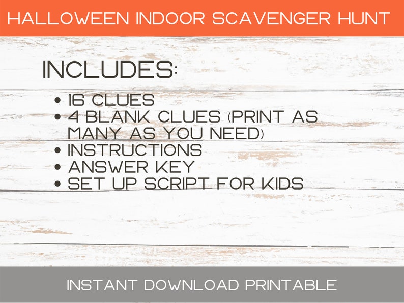 Indoor Scavenger Hunt for Kids Halloween Scavenger Hunt - Etsy