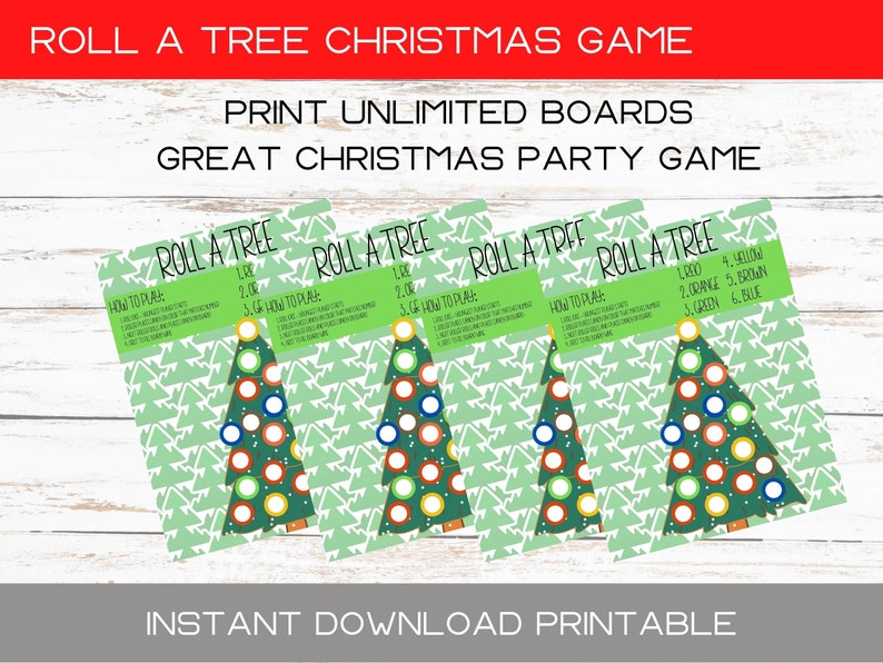 Printable Christmas Game, Roll a Tree Christmas Game - Etsy