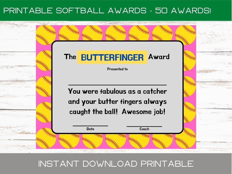 Softball Team Candy Bar Award Certificates Softball Candy Bar Awards ...