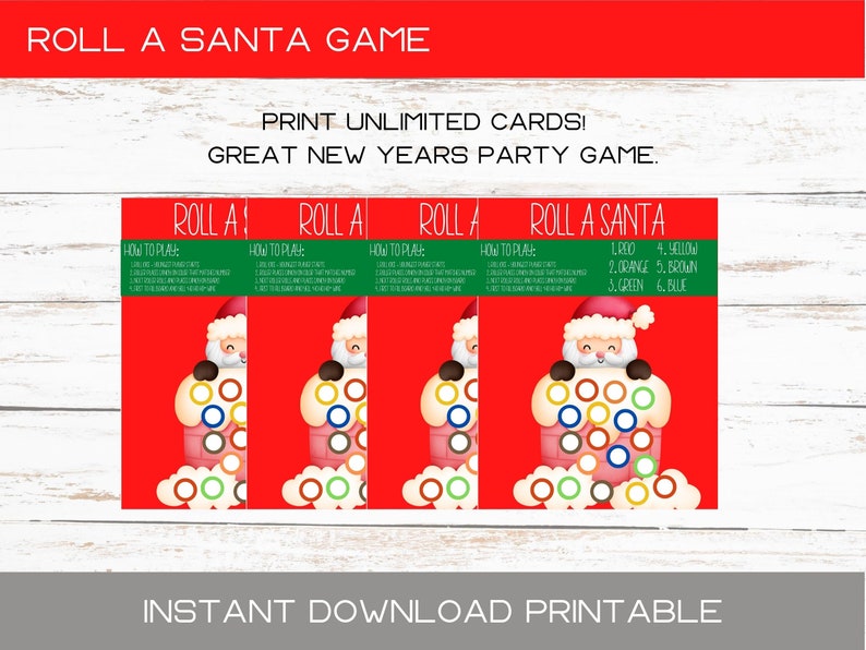 Printable Christmas Game, Roll a Santa Printable Game - Etsy