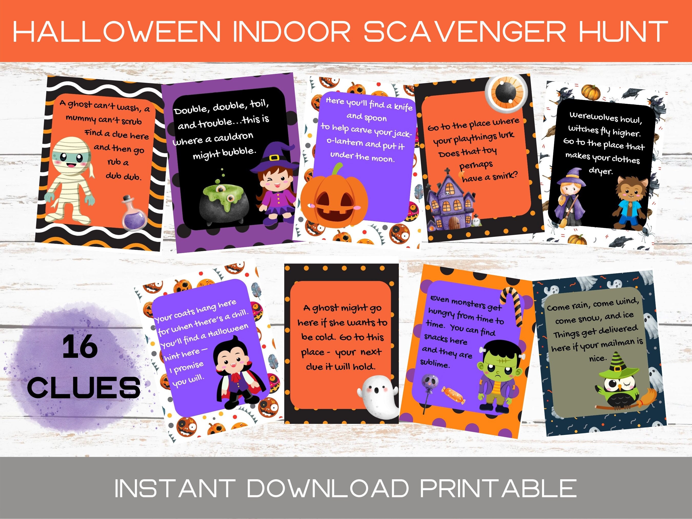 Indoor Scavenger Hunt for Kids Halloween Scavenger Hunt - Etsy