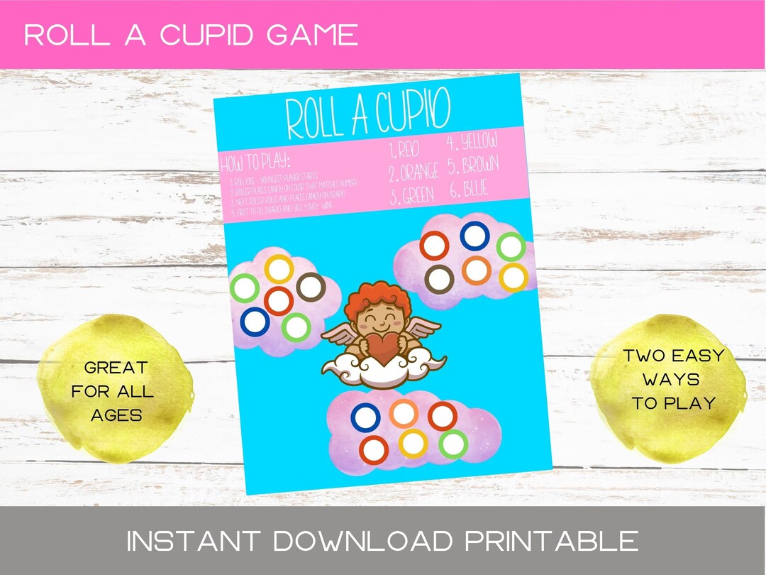Printable Valentine's Day Game, Roll a Cupid Printable Game - Etsy