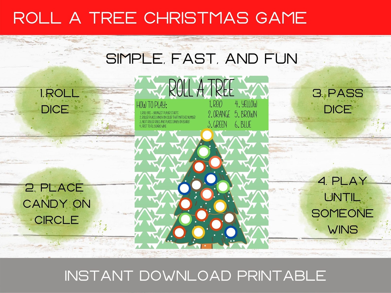 Printable Christmas Game, Roll a Tree Christmas Game - Etsy