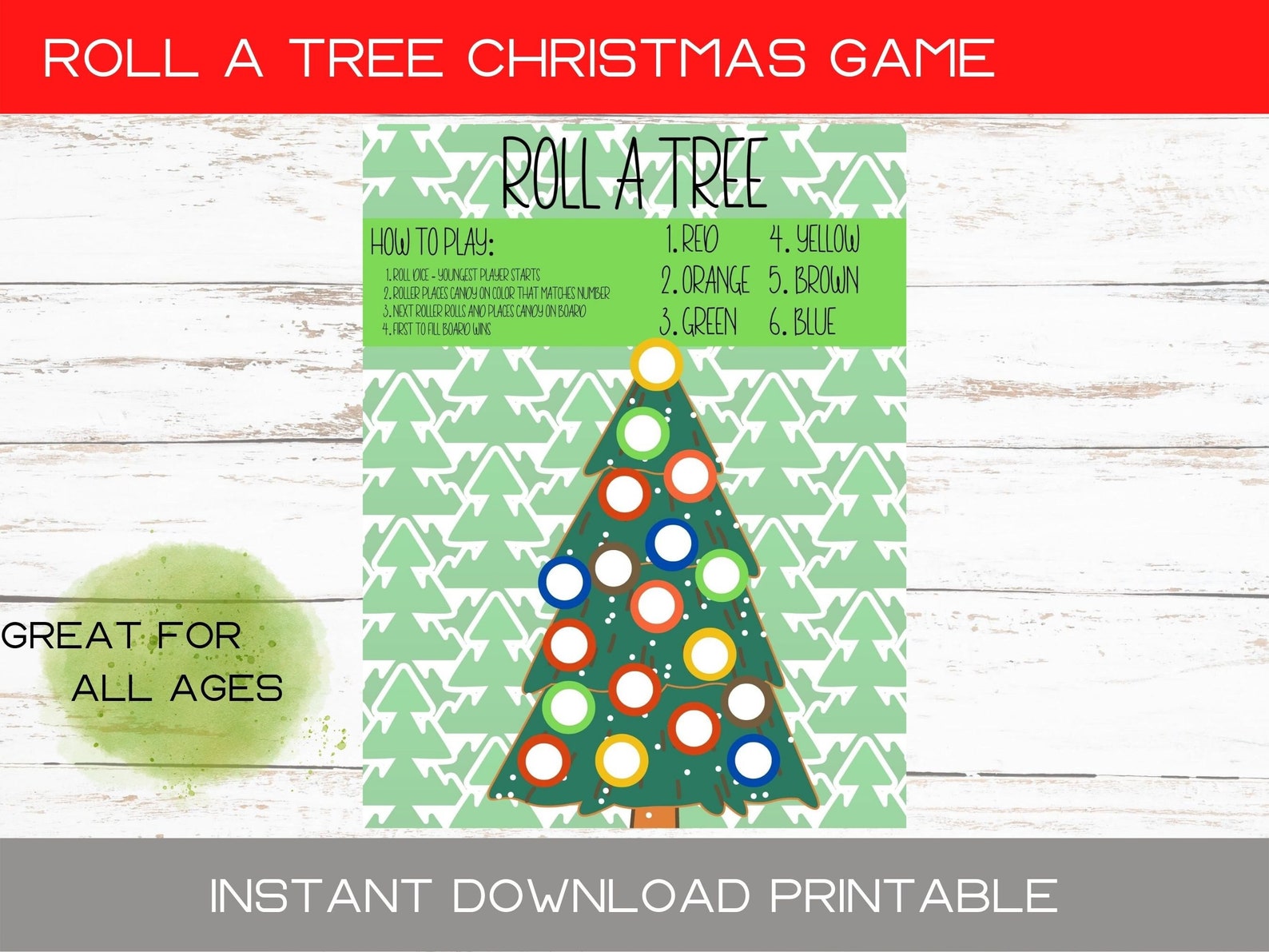 Printable Christmas Game, Roll a Tree Christmas Game - Etsy