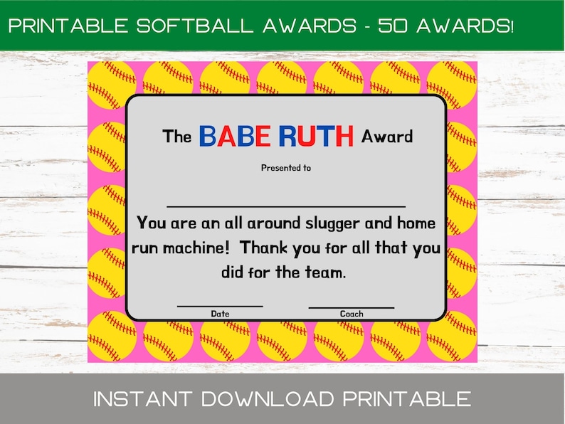 Softball Team Candy Bar Award Certificates Softball Candy Bar Awards ...