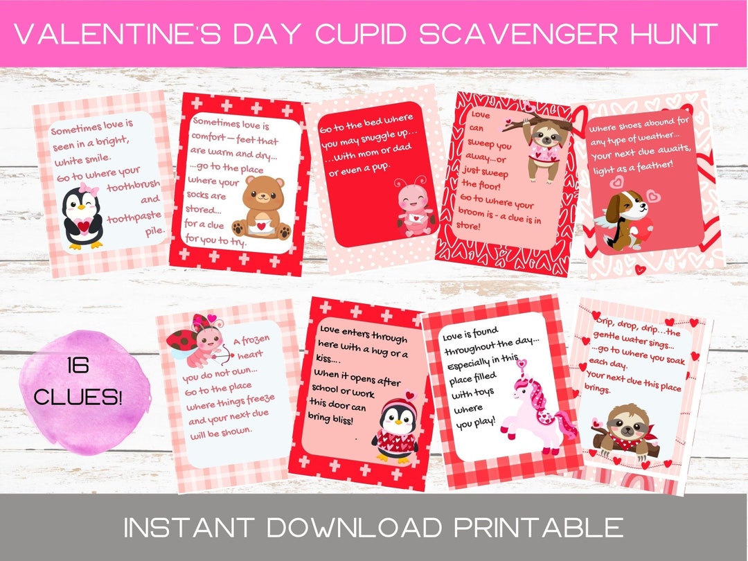Indoor Valentine's Day Scavenger Hunt for Kids, Valentine's Day ...