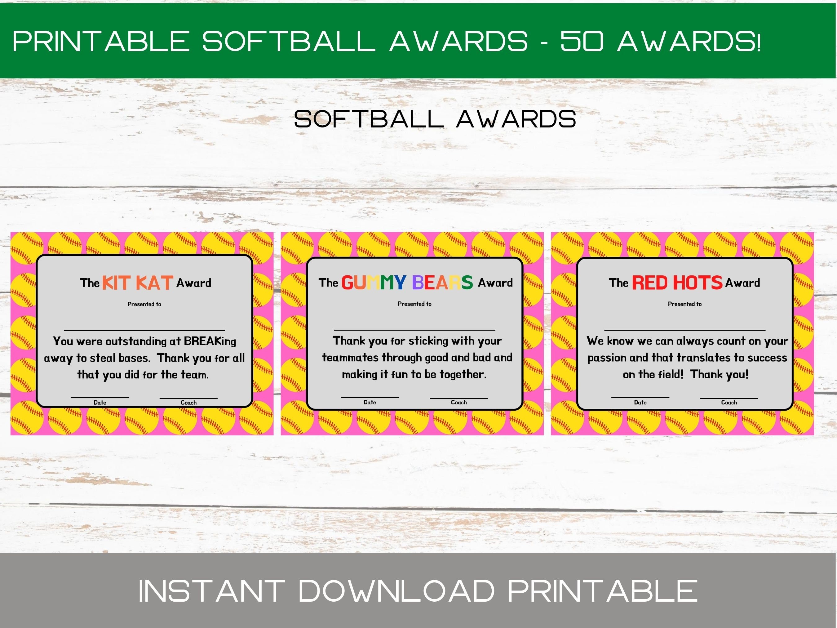 Softball Team Candy Bar Award Certificates Softball Candy Bar Awards ...
