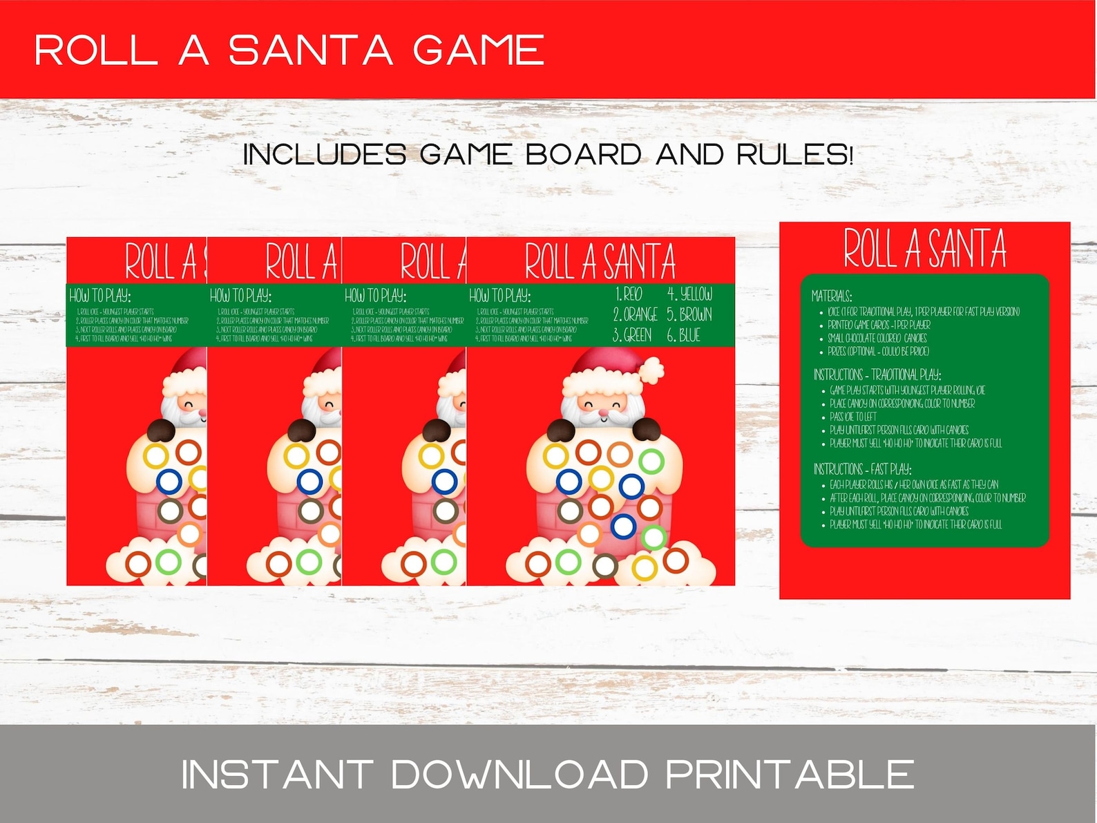 Printable Christmas Game, Roll a Santa Printable Game - Etsy