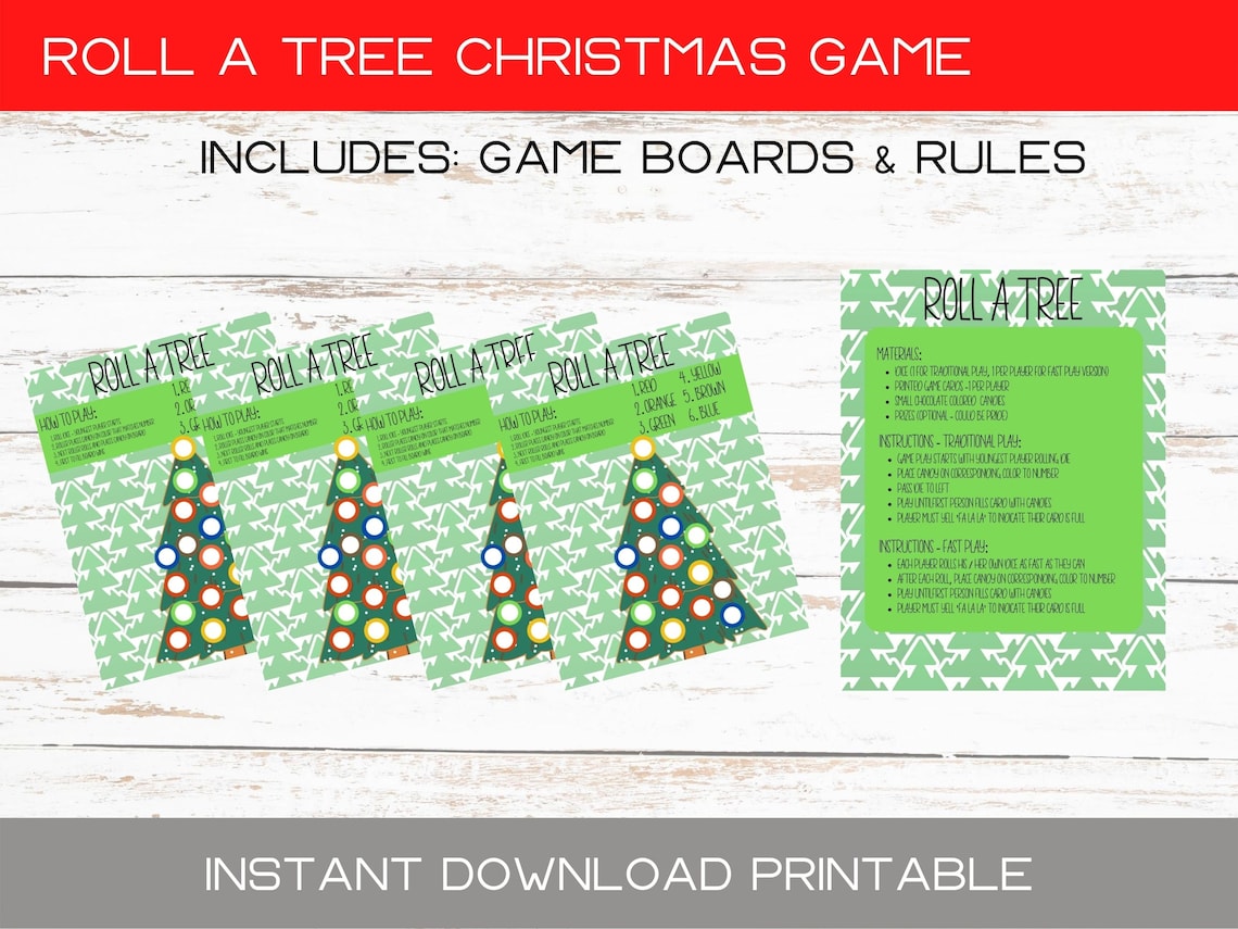 Printable Christmas Game, Roll a Tree Christmas Game - Etsy