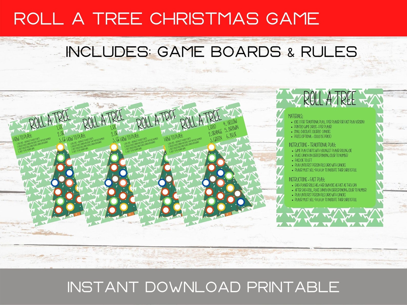 Printable Christmas Game, Roll a Tree Christmas Game - Etsy
