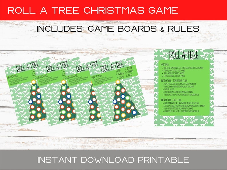 Printable Christmas Game, Roll a Tree Christmas Game - Etsy