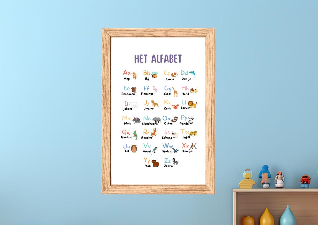 Dutch Alphabet Poster, Dutch Alphabet, Playroom Wall Art, Learning Abc's, Educational Printables ...
