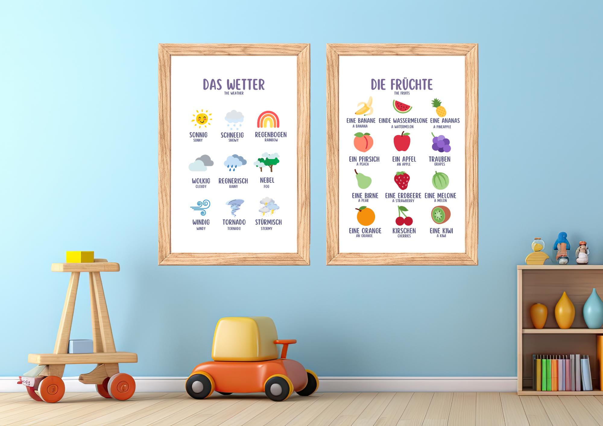 10 Bilingual English to German Educational Posters, Homeschool ...