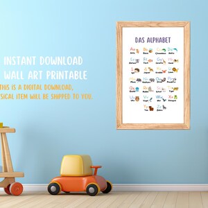 German Alphabet Poster, Deutsches Alphabet, Playroom Wall Art, Learning ...