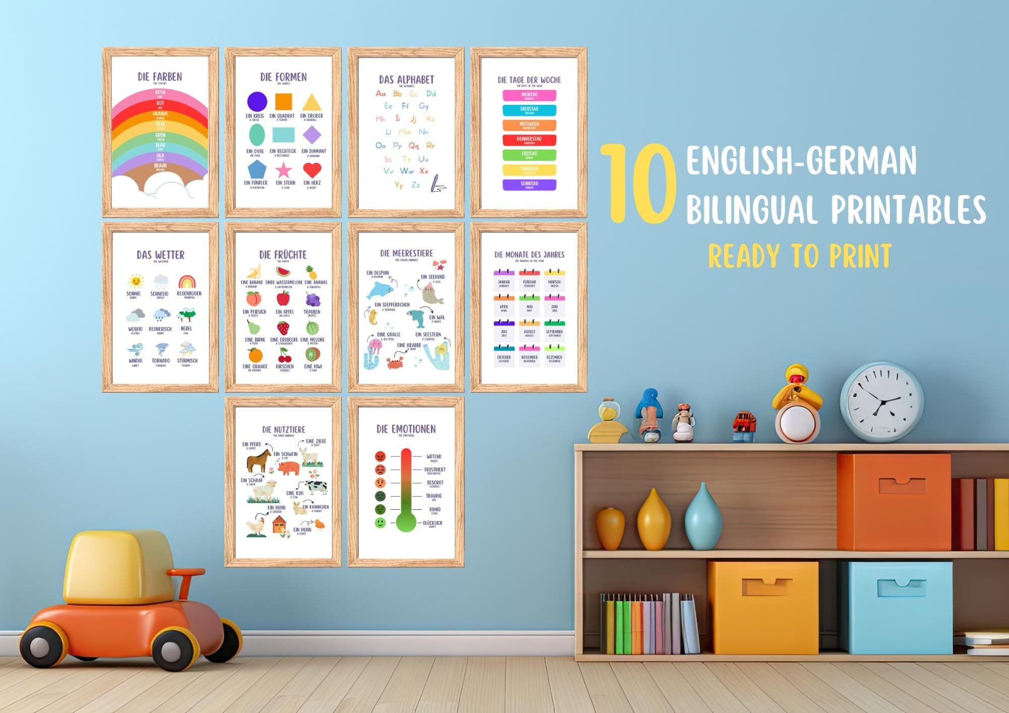 10 Bilingual English to German Educational Posters, Homeschool ...