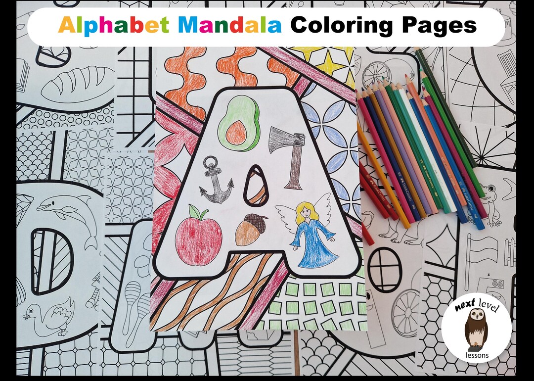 Alphabet Mandala Coloring Pages - Etsy
