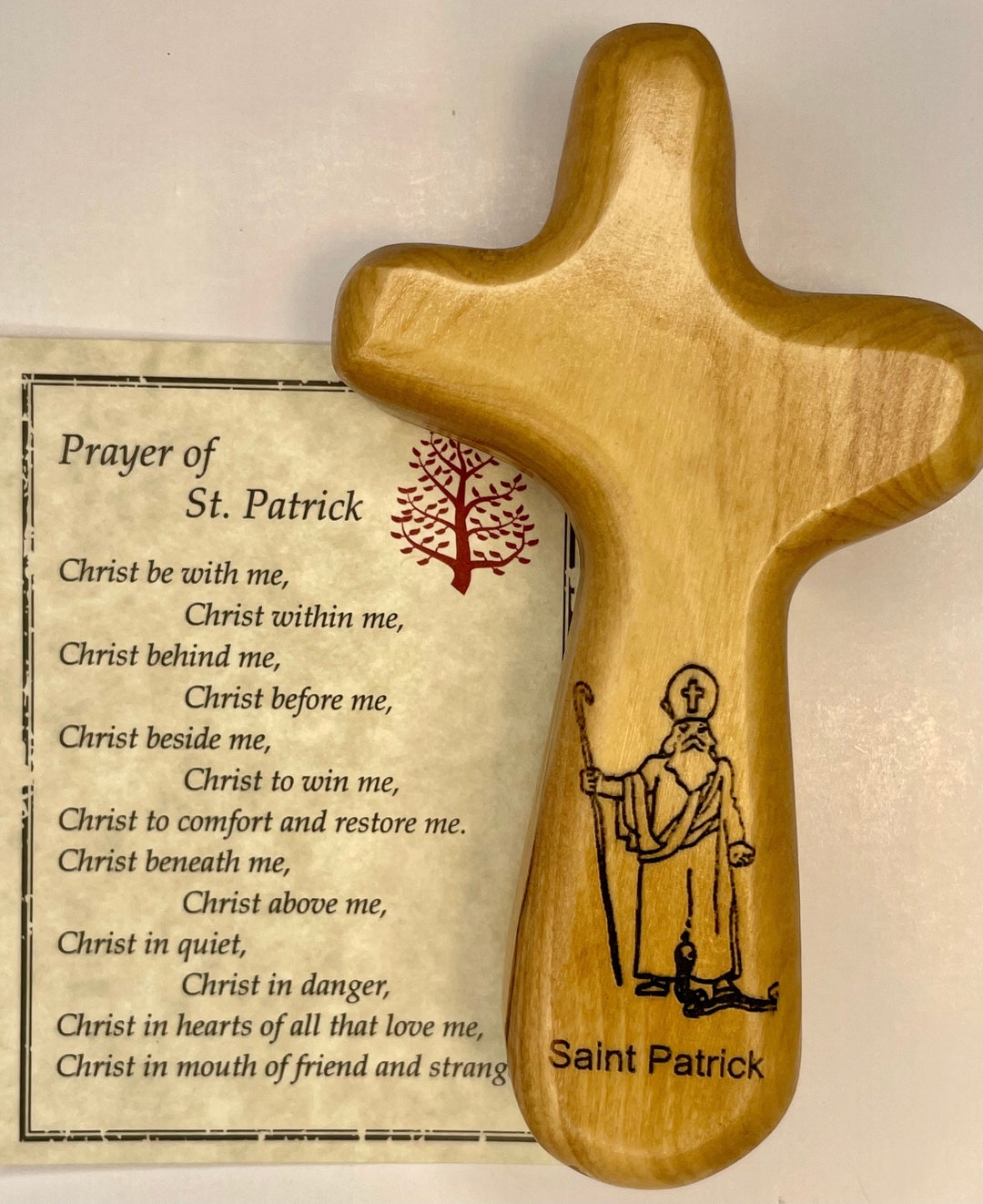 Saint Patrick Holding Cross and Prayer Card | Bethlehem Cross | Olive ...