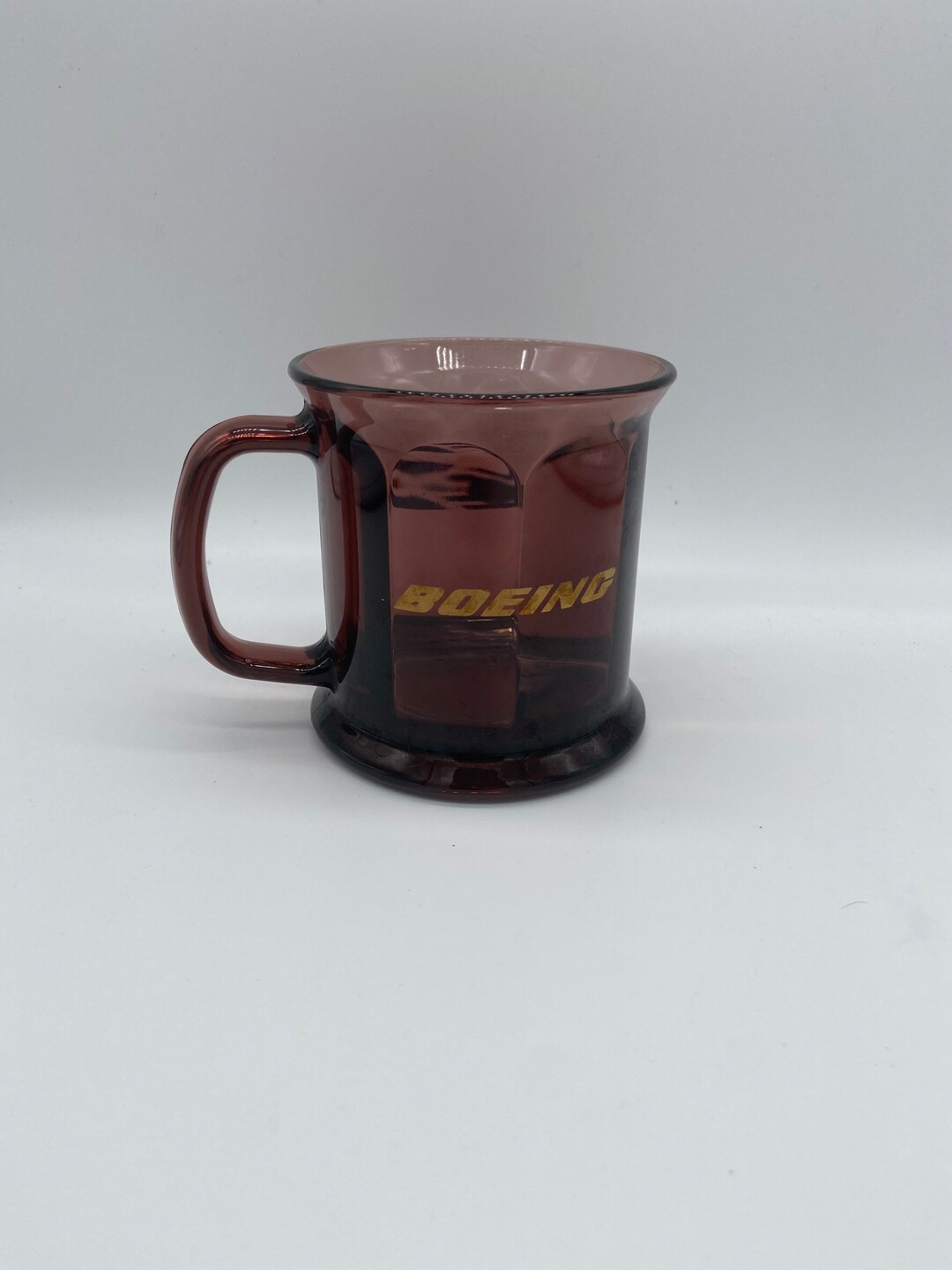 Purple Smokey Clear Glass Boeing Gold Tone Logo Rim Mug - Etsy