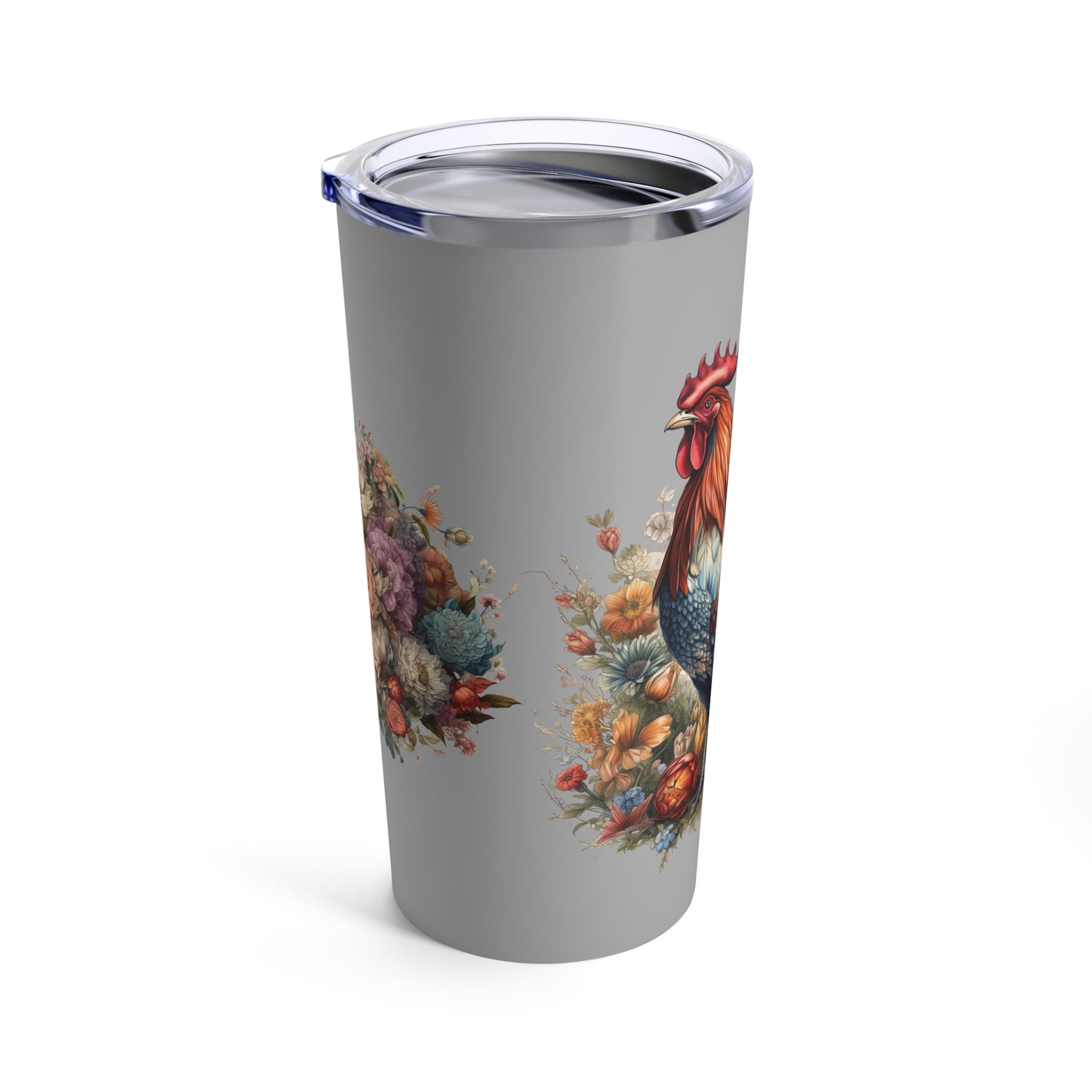 Floral Rooster Drink Tumbler, Flowers & Chicken Wine Thermos ...
